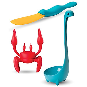 Pack of 3 - Nessie Ladle Spoon + Red The Crab Silicone Spoon Rest + Splatypus Jar Spatula