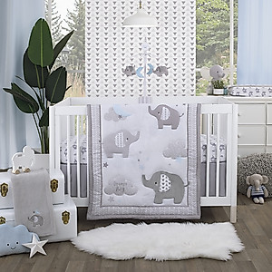 NoJo Little Love Elephant Stroll Gray and Blue Moon Musical Mobile