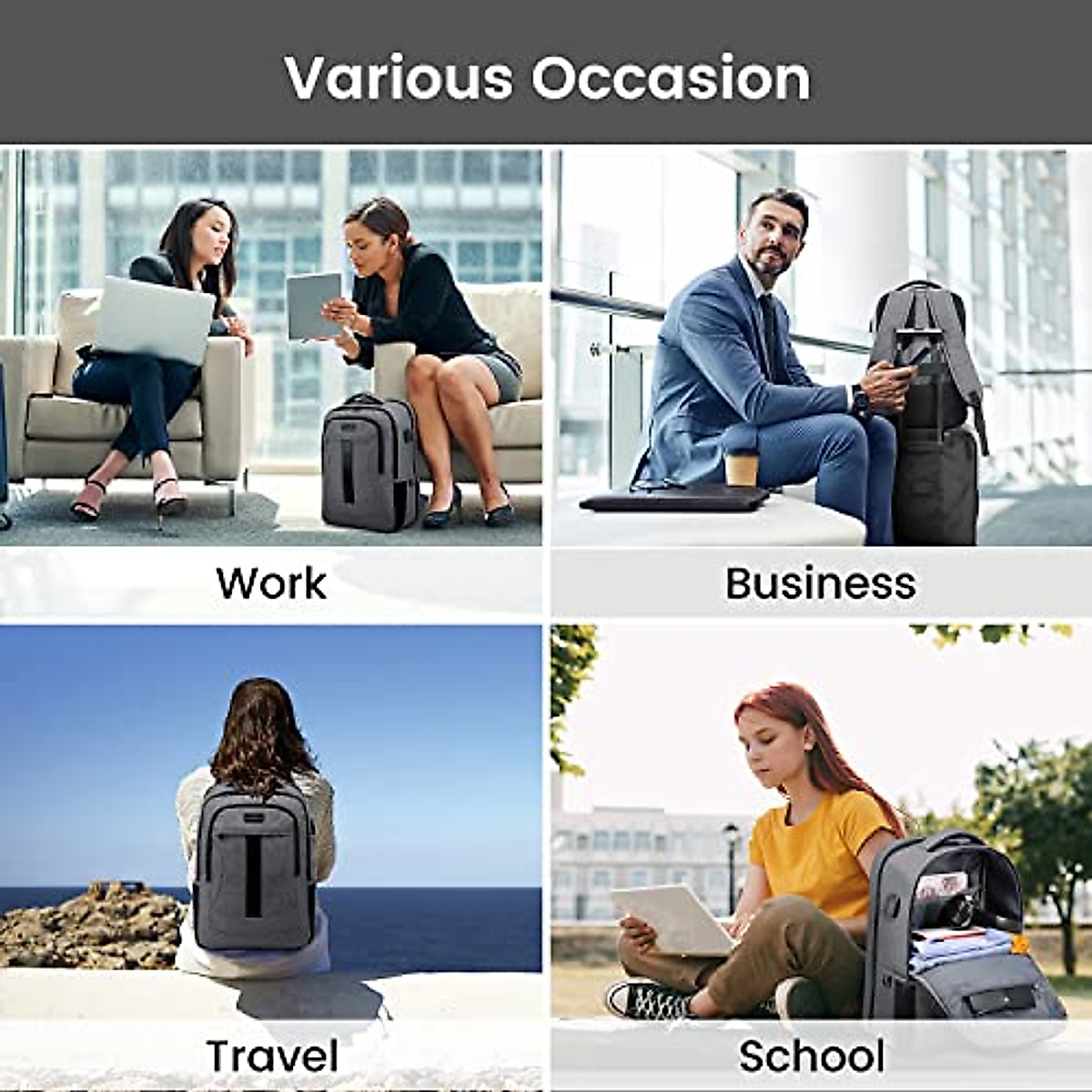 LOVEVOOK Laptop Backpack for Women Teacher Nurse Backpack Purse Computer Bag Work Travel Backpack Men Large Capacity Business Backpack with USB Charging Port
