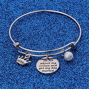 WUSUANED Princess Queen Bracelet Inspirational Bracelet Gift Let Me Adjust My Crown And Get My Day Started Inspirational Gift (let me adjust my crown)