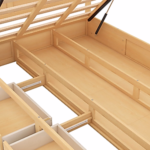 Harper & Bright Designs Full Size Bed with Storage Underneath and Headboard, Wood Lift Up Storage Bed Frame, Full Platform Bed with 2 Drawers, No Box Spring Needed, Easy Assembly - Natural