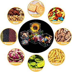 LOVPLAY Acrylic Display Box 3.4x3.4x3.4Inch Clear Acrylic Boxes with Lids Plastic Square Cube Containers Home & Office Storage Box Wedding Party Favor Candy Pill and Tiny Jewelry Storage