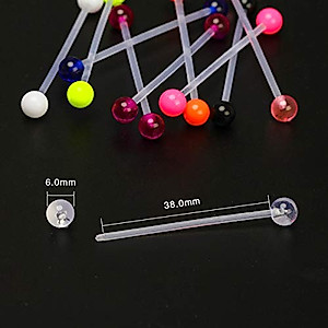CrazyPiercing 10 Pcs Industrial Barbell Earrings 14G Bioflex Cartilage Earring Body Piercing Jewelry 38mm Bar Colorful Acrylic Balls