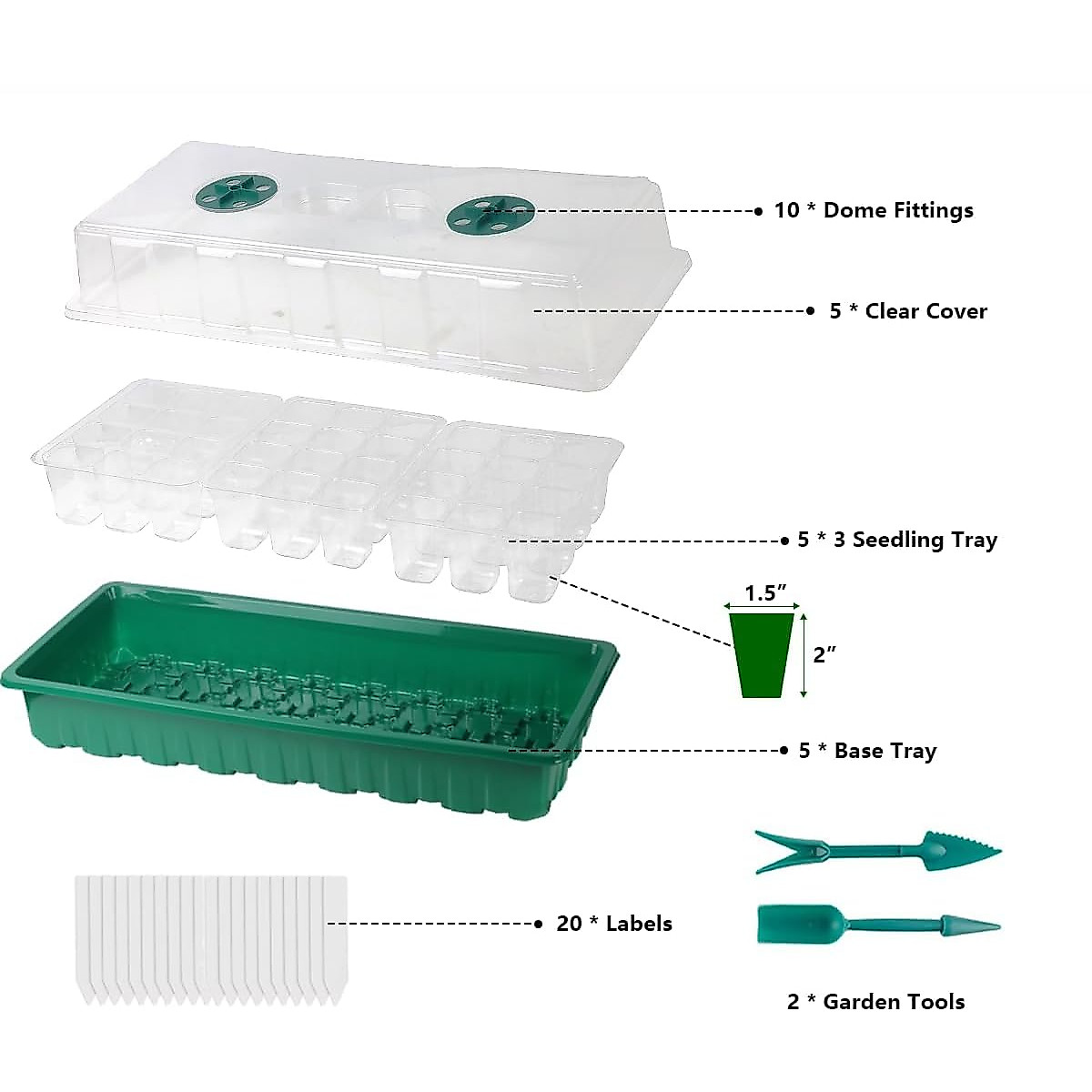 GYTF 6 Pack Seedling Starter Trays, 216-Cell Plant Starting Kit with Humidity Dome for Small Mini Greenhouse Germination Seeds Growing Starting