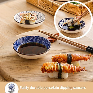 TAMAYKIM 12 PCS 4 Inch Ceramic Dipping Saucers, Porcelain Dipping Bowls, Japanese Style Small Sauce Bowls/Dishes for Sushi, Soy Sauce, Ketchup, BBQ, Oven, Microwave & Dishwasher Safe