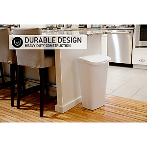 United Solutions 10 Gal/40 Qt Space-Efficient Kitchen Trash Can with Dual Swing Lid, (Pack of 2), Waste Basket Fits in Narrow Spaces and Perfect for Commercial Offices, Home Office, Dorm, White