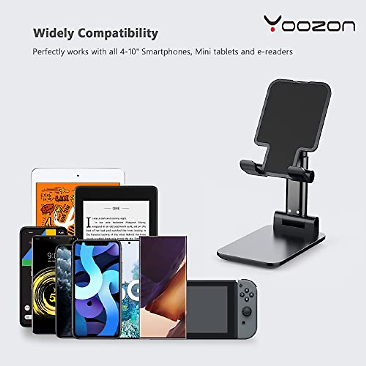 Adjustable Cell Phone Stand for Desk - Fully Foldable & Portable iPhone Stand, Office Mobile Phone Stand Holder,Cellphone Stand for iPhone 14 Plus 14 13 12 11 Pro Max Mini, Samsung, Smartphones(4-10")