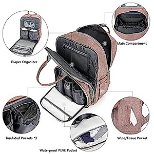 MOMIGO Baby Diaper Backpack - Large Capacity Water-Resistant Nappy Bag with Stroller Straps & Pacifier Case, Unisex and Stylish Travel Backpack&Outdoor Bag (Pink)