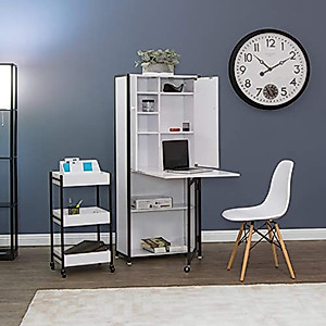 Sew Ready Craft/Multi Room Hiding Table Armoire, Charcoal/White