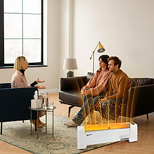 BEYOND HEAT Electric Baseboard Heater, 1500W Convection Heater with Adjustable thermostat and Overheat Protection, Slient Operation Heater for indoor use, White