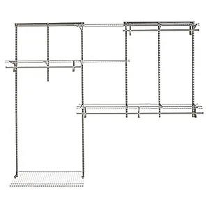ClosetMaid ShelfTrack Wire Closet Organizer System, Adjustable from 5 to 8 Ft., with Shelves, Clothes Rods, Shoe Shelf, Hardware, Durable Steel, Nickel