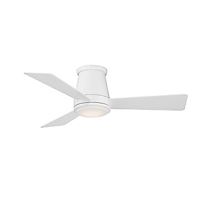 WAC Smart Fans Hug Indoor and Outdoor 3-Blade Flush Mount Ceiling Fan 44in Matte White with 3000K LED Light Kit and Remote Control works with Alexa and iOS or Android App