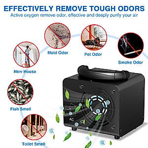 JOBYNA Ozone Generator Air purifier, 6000mg/h Ozone Machine Odor Removal, 120min Time Setting, Auto Shut Off Ozonator Ozone Machine for Car, Room, House, Smoke, and Pet