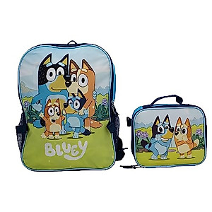 BLUEY 2 Piece Backpack Set, Pre-school Girls & Boys 16" Travel Bag, Blue