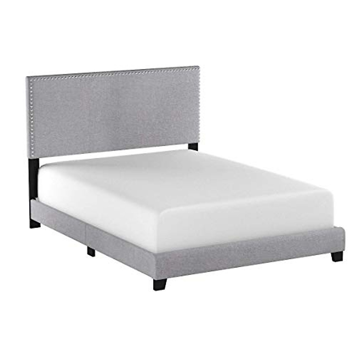 Crown Mark Erin Upholstered Panel Bed in Gray, Queen