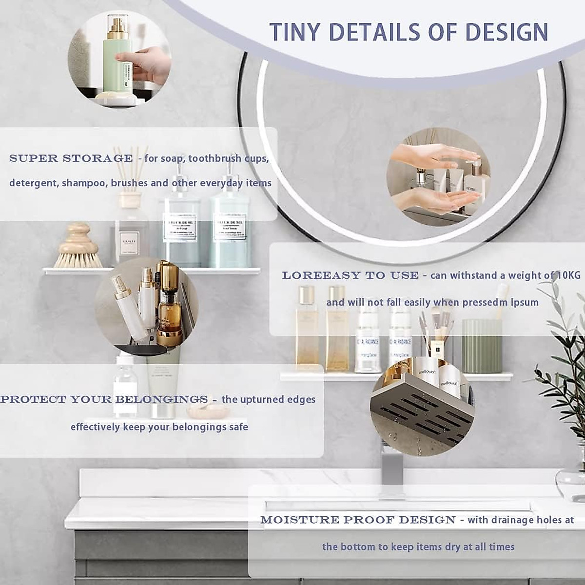 Celbon 11.81'' White Shower Caddy No Drilling Shower Shelf Traceless Adhesive Bathroom Storage Organizer Rustproof Stainless Steel Shower Rack For Kitchen And Bathroom(2 Pack) (11.81''(2PC), White)