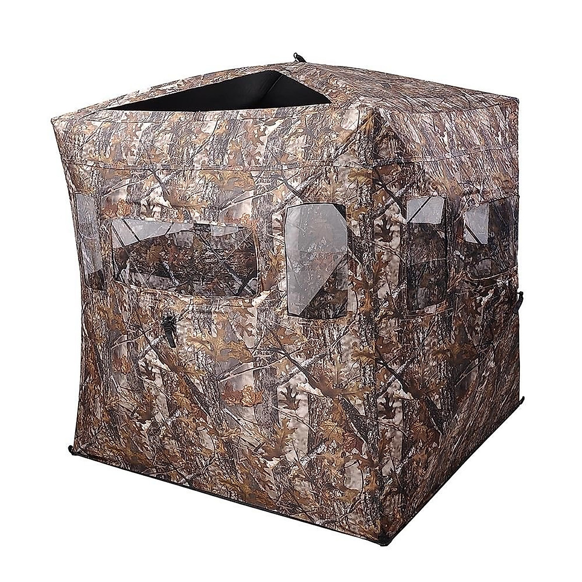 KOVAL INC. Pop Up Ground Wood-Leaf Camouflage Hunting Blind Hub Style (Camo Square)