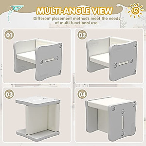 Benarita Kids Table and 2 Chairs Set, Plastic Activity Table for Toddler Reading, Arts, Crafts, Homework, Montessori Furniture with Storage Space for Playroom Snack Time, Gift for Boys & Girls