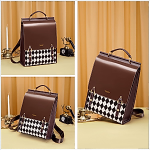 Cnoles Leather Backpack Purse For Women Fashion Ladies Vintage Bag Casual College Travel Backpacks Large bags Black