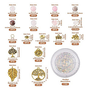 Boutigem 164pcs 8mm Pink Gemstone Round Beads Mixed Natural Stone Healing Beads Rhinestone Spacer Beads Elephant Pendants for Energy Yoga Bracelet Necklace Jewelry Craft DIY Making