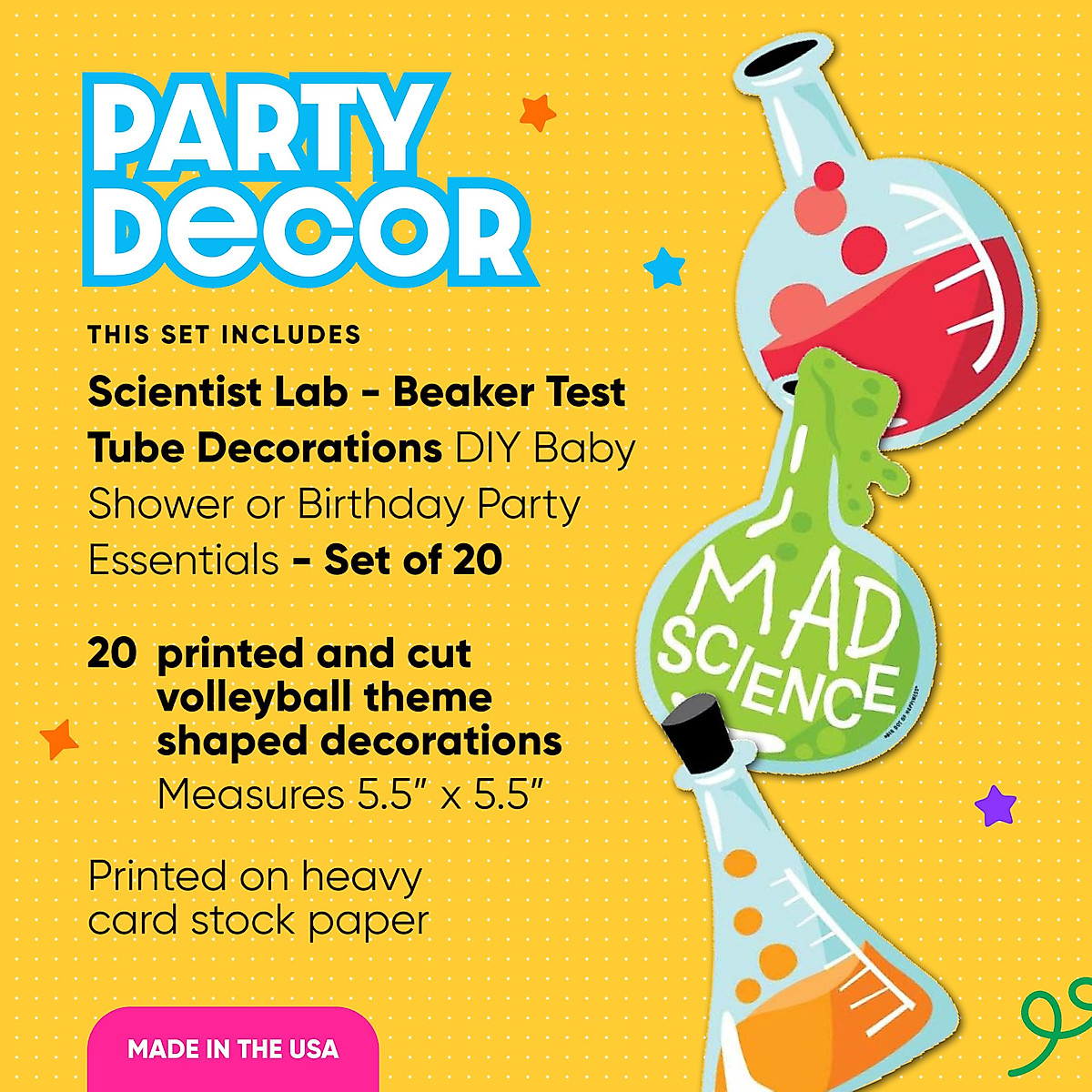 Big Dot of Happiness Scientist Lab - Beaker Test Tube Decorations DIY Baby Shower or Birthday Party Essentials - Set of 20