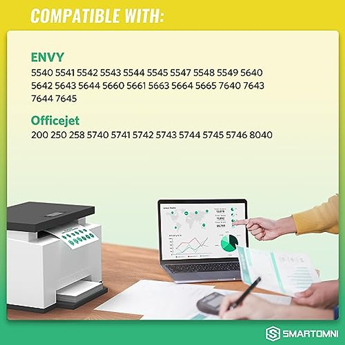 S SMARTOMNI 62XL Black Ink Cartridge Replacement for HP 62 62XL Ink Cartridges Combo Pack Black for HP OfficeJet 5740 5745 5746 8040 200 250 HP Envy 5545 5660 5665 7640 (2 Pack, Black)