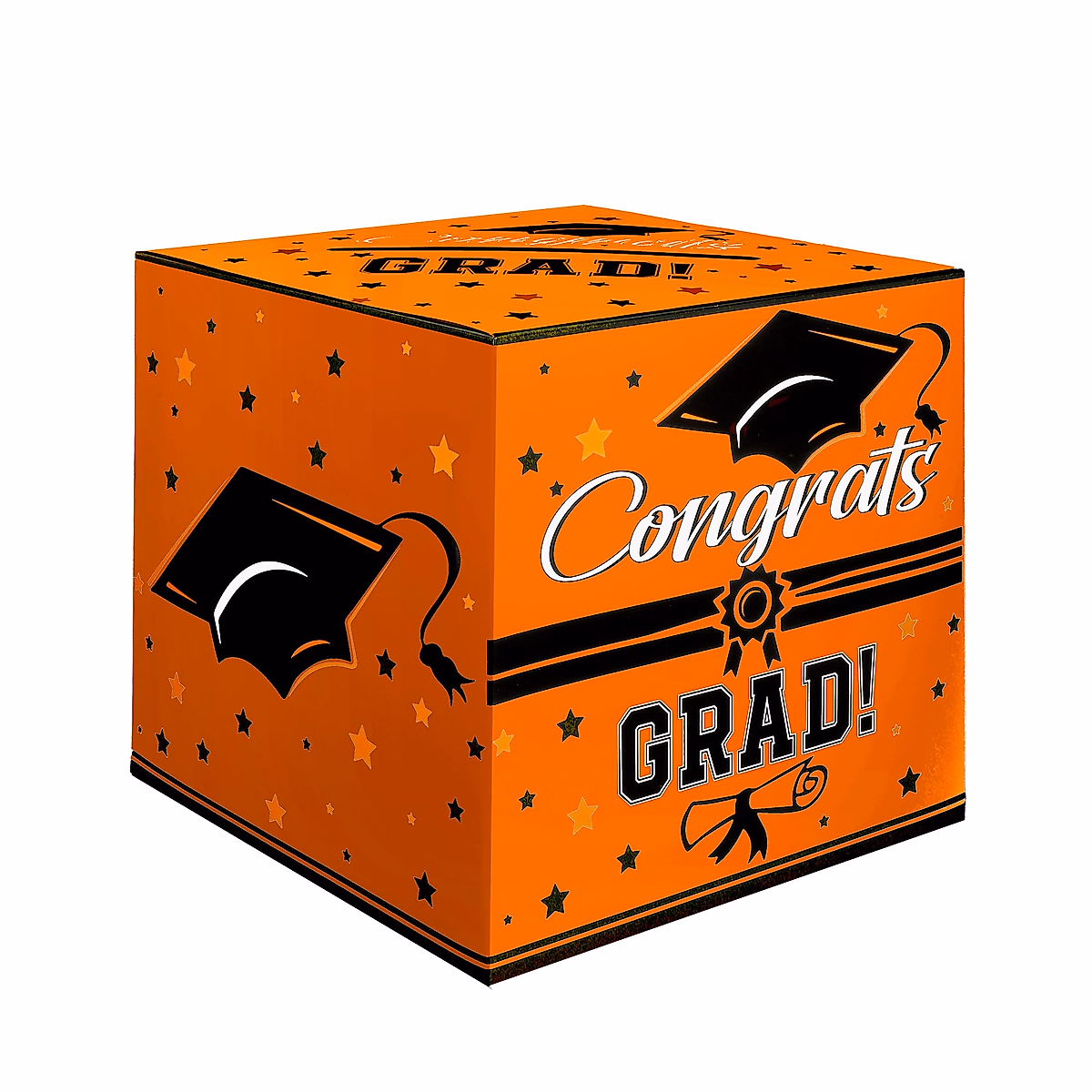 Graduation Card Box, Graduation Card Box 2024 Graduation Decorations, Card Box for Graduation Party 2024, Orange Grad Card Box holder Class of 2024 for College High School Gift Card Box Decor Supplies