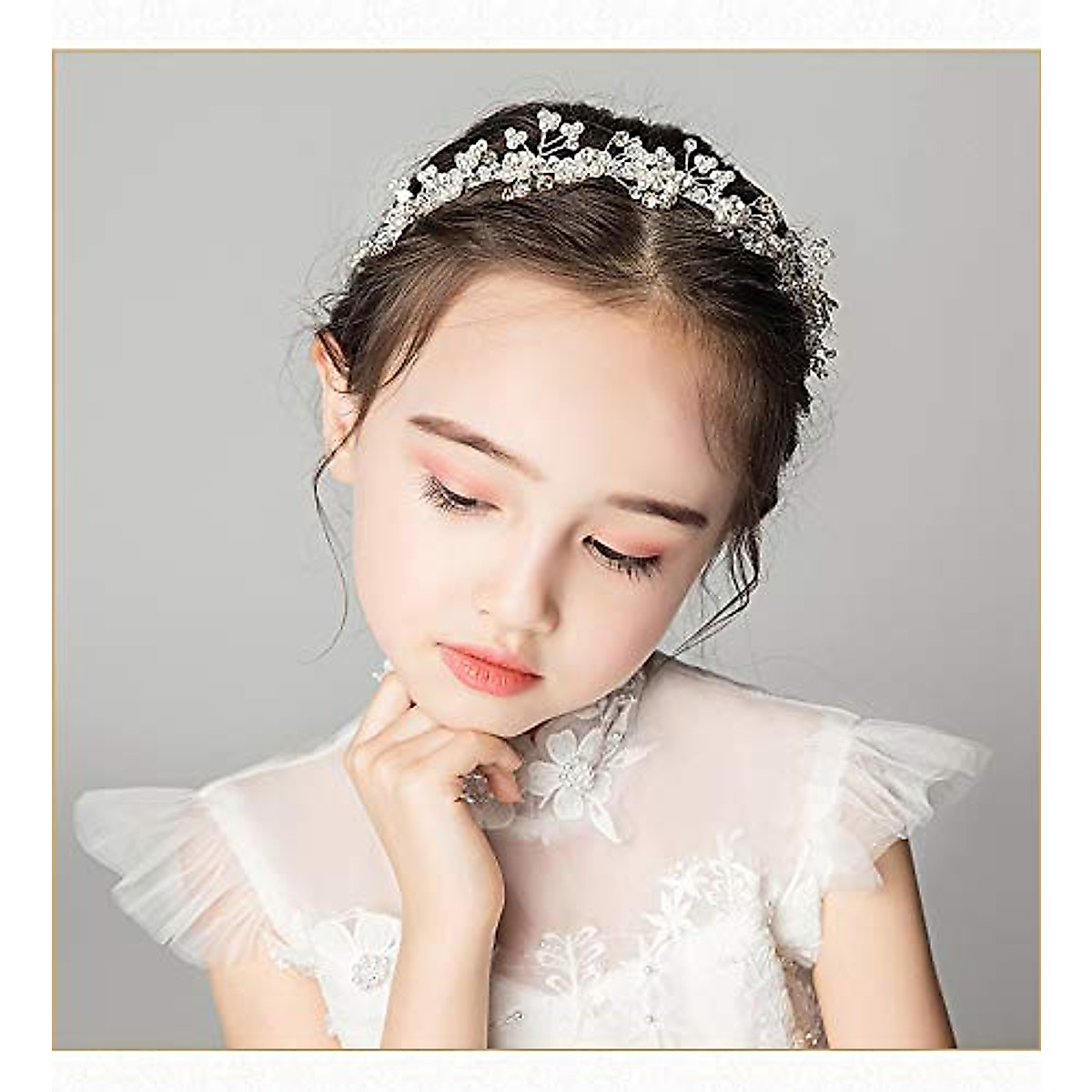 PRDGIRL Girls Flower Wreath Headpieces Headband Handmade Adjustable Halo Floral Crown Hair Flower Vine Princess Birthday Accessory