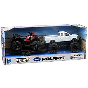 New-Ray Toy Replica 4x4 Lifted Pickup Truck with Polaris Sportsman XP1000 ATV
