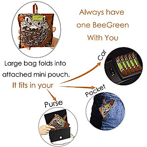 BeeGreen 6 Packs Animals Reusable Grocery Bags Reusable Shopping Bags For Groceries Foldable Washable Nylon X-Large Grocery Tote Bags For Women Men Christmas