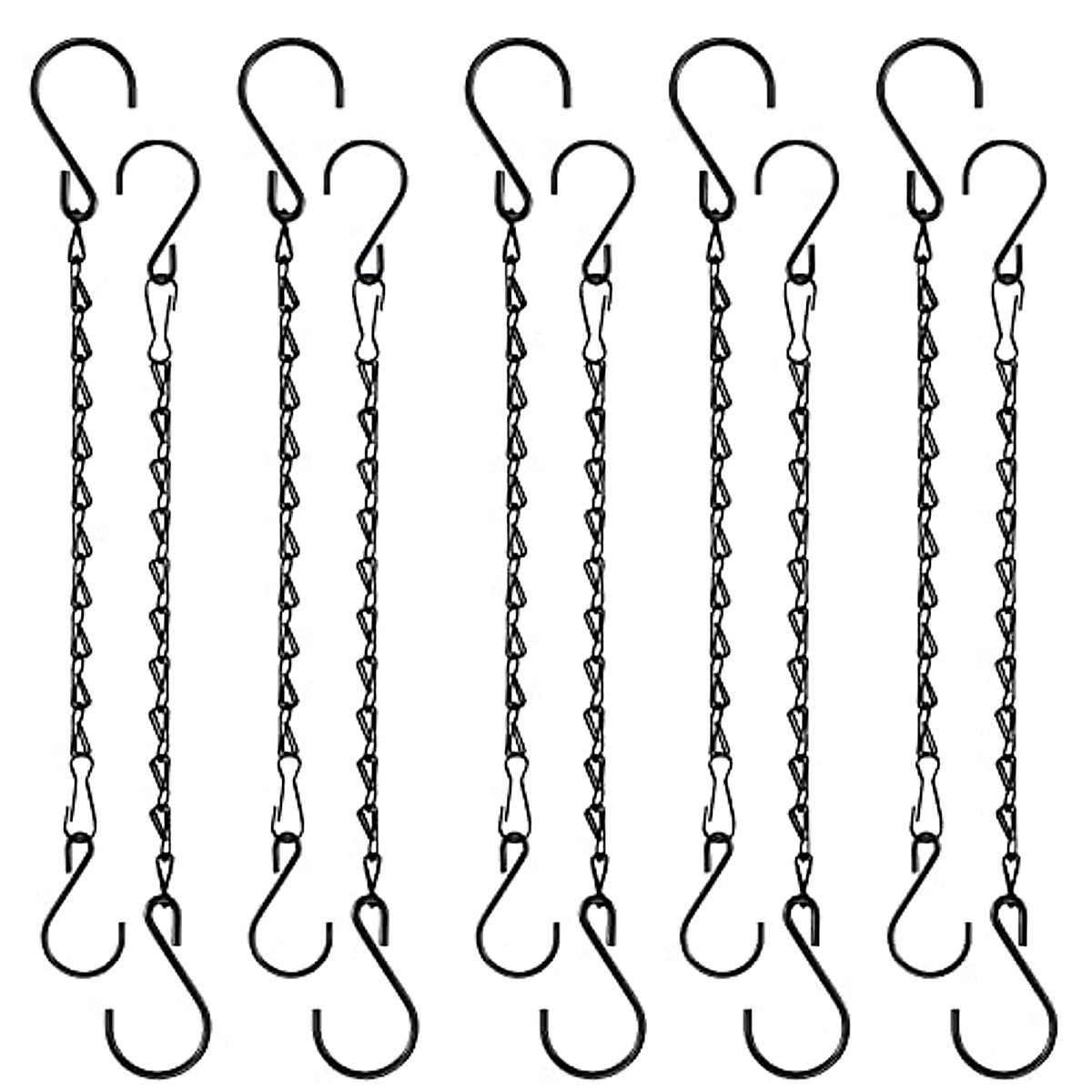 Fetanten Plant Hanging Chains, 10 Inch Metal Hanging Basket Chain with S Hook for Bird Feeders Lanterns Wind Chimes Billboards Photo and Indoor Outdoor Decorative (Black, 10 PCS)