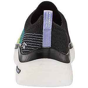 Skechers Women's GO Walk Hyper Burst Knit LACE UP Sneaker, Black/Multi, 8