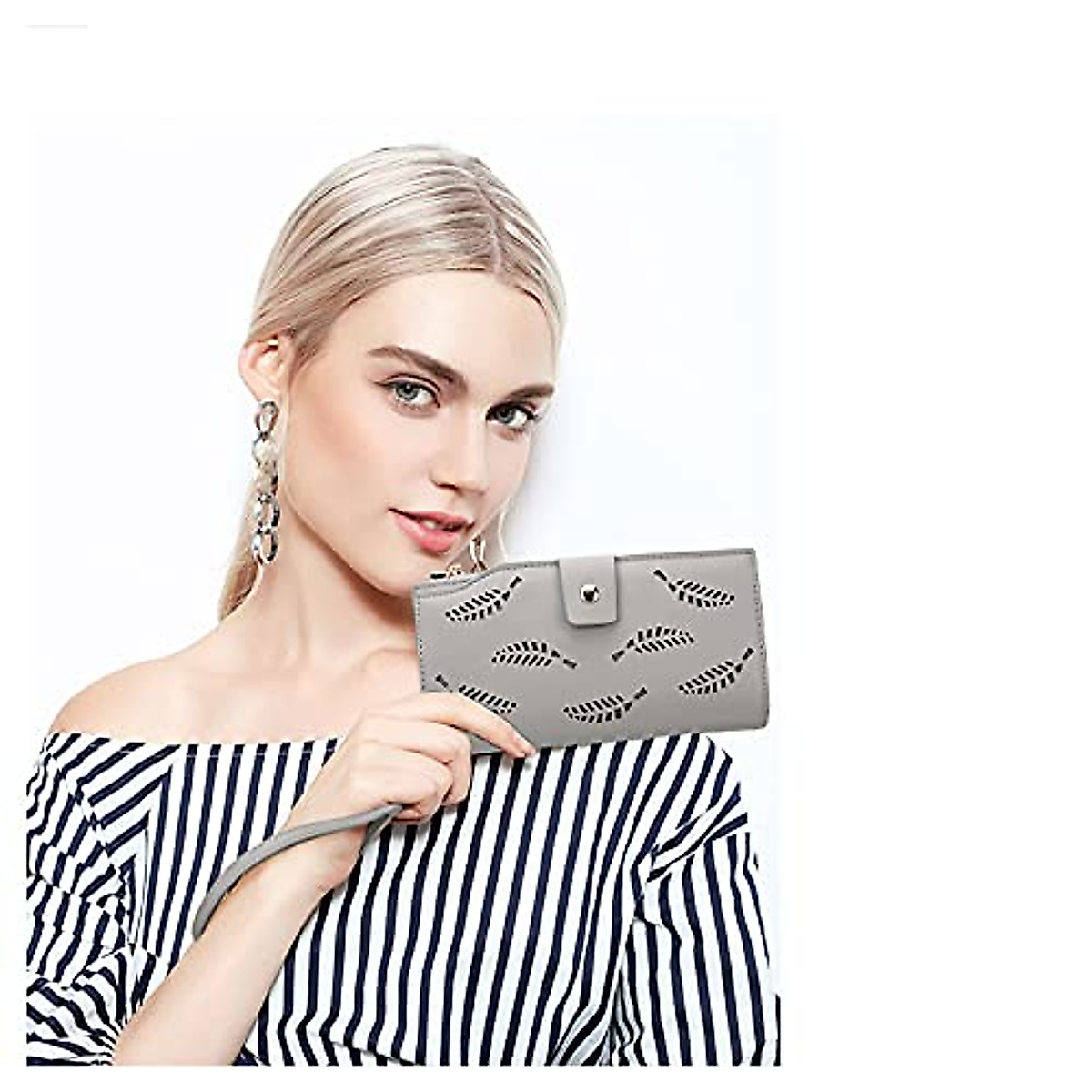 YALUXE Women's Leather Zipper Wallet RFID Blocking Multi Card Holder with Cellphone Pocket Large Capacity