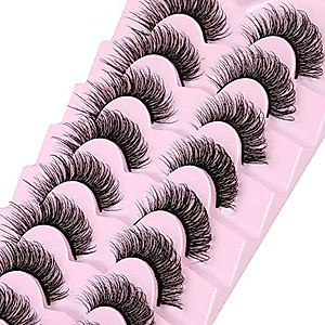 JIMIRE Faux Mink Lashes Wispy Fairy Strip Lashes Full Fluffy False Eyelashes Cat Eye Pestañas 5D Multilayer Spiky Butterfly 15MM Volume Fake Lashes 8 Pairs Pack