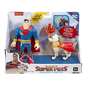 Fisher-Price DC League of Super-Pets Superman & Krypto, Set of 2 poseable Figures with Accessory for Preschool Kids Ages 3 Years and up
