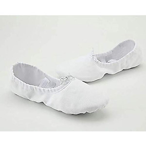 missfiona Women Canvas Ballet Slippers Dance Shoes Adult Practice Yoga Flat Belly Shoes(7, White)
