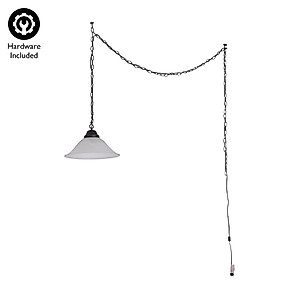 Design House 517664 Millbridge Traditional 1 Indoor Hanging Swag Light with Alabaster Glass Shade for Living Dining Room Bar Area, Oil Rubbed Bronze