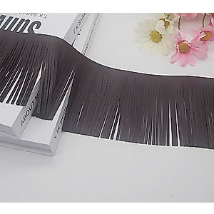 KUYLENT 2 Yards 4 Inches PU Faux Leather Fringe Trim Tassel Trim for Craft DIY Sewing Clothing Handbag Garment Hem Decoration (Dark Coffee)