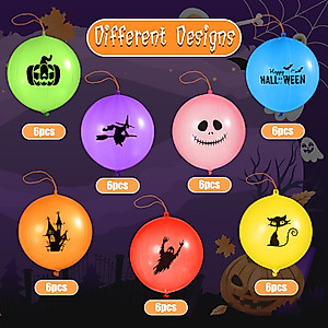 OuMuaMua 42PCS Halloween Punch Balloons for Kids, Halloween Party Game Favors, Halloween Giveaways, Trick or Treat Toys, Halloween Games, Kids Halloween Goodies