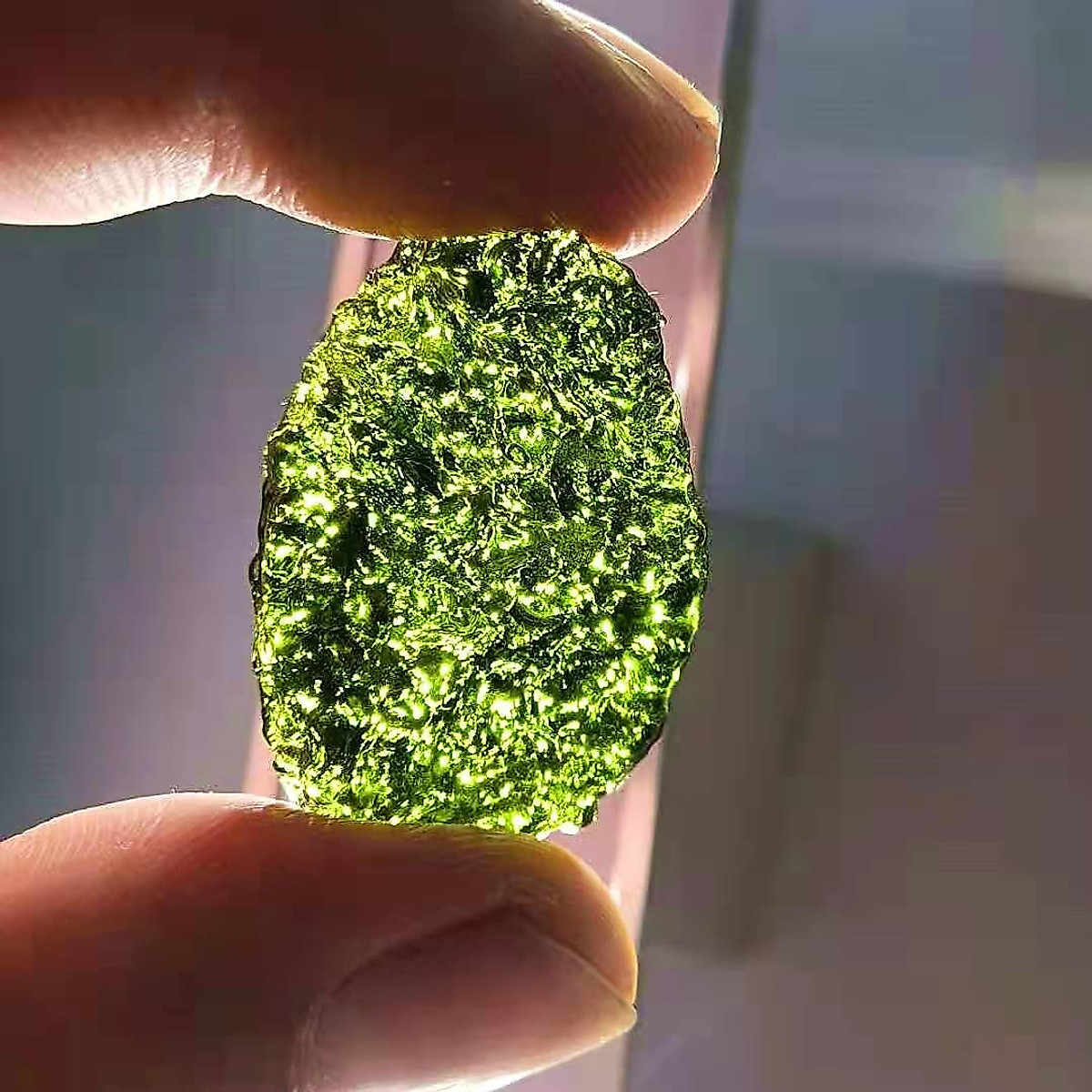Green Natural Moldavite Meteorite Crystal Woman Man Pendant AAAA 25x15x8mm