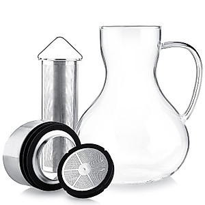 Teabloom Multi-Brew Glass Teapot + Kettle + Pitcher (51 OZ / 1.5 L / 6 CUPS) – Brew and Serve Hot Tea, Iced Tea, Cold Brew Tea and Fruit Infused Water – Formosa Tea Maker