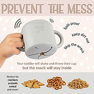 blinc Snack Cup for Toddlers and Kids Silicone Spill proof | No Spill Container for Babies | Non Spillable Cereal Keeper for Children's Food (Baby Blue & Royal Blue (2 Pack))