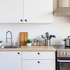 Ravinte 30 Pack Matte Black Square Kitchen Cabinet Knobs,Zinc Solid Drawer Pulls,Farmouse Cabinet Handles for Cupboard, Dresser, Closet and Bathroom, Modern Cabinet Hardware for Cabinets