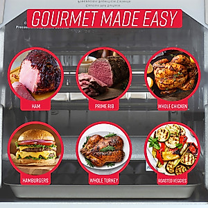 Ronco Showtime Large Capacity Rotisserie & BBQ Oven Platinum Edition, Digital Controls, Perfect Preset Rotation Speed, Self-Basting, Auto Shutoff, Includes Multipurpose Basket