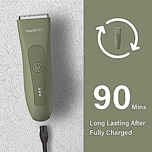 MANSPOT Ball Trimmer/Shaver, Electric Trimmer for Men, Replaceable Ceramic Blade Heads, Waterproof Wet/Dry Groin & Body Trimmer for Men, 90 Minutes Shaving After Fully Charged