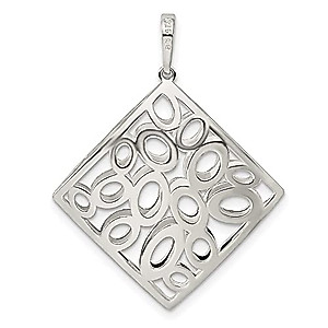 Auriga Fine Jewelry 925 Sterling Silver Polished Square with Circles Pendant (L- 31 mm, W- 29 mm) Gift for Women