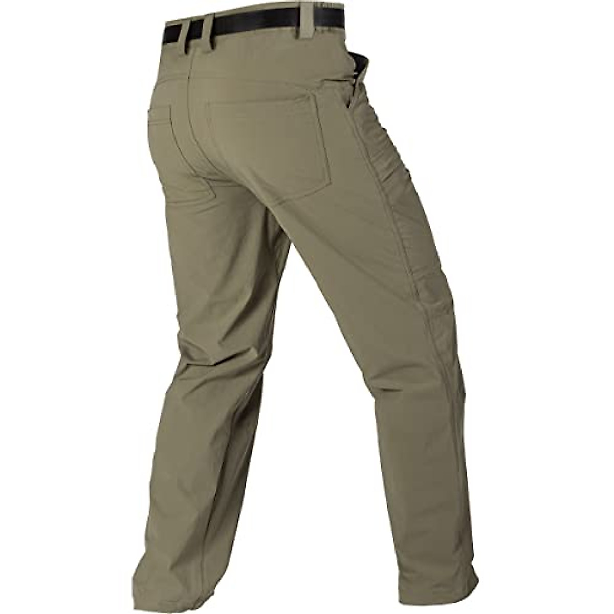 FREE SOLDIER Men's Outdoor Cargo Hiking Pants with Belt Lightweight Waterproof Quick Dry Tactical Pants Nylon Spandex (Mud 32W/30L)