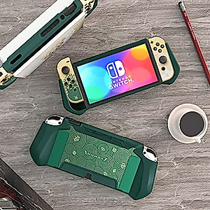 Mumba Dockable Case for Nintendo Switch OLED 2021, [Blade Series] TPU Grip Protective Cover Accessories Compatible with Nintendo Switch OLED 7 Inch and Joy-Con Controller (Viridian)