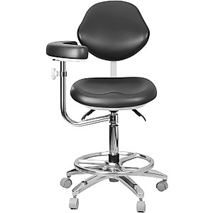 Mobile Adjustable Doctor's Stool Dental Assistance Chair Foot Control 360 Degree Rotation Armrest PU Leather QY-600M-B2