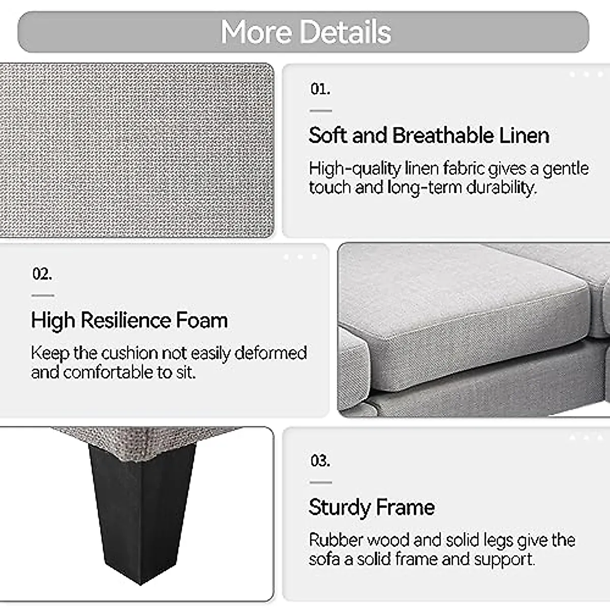 Olela U Shaped Modular Sectional Sofa for Living Room, Oversized Deep Seat Sofa Modern Linen Upholstered Sectional Couch with Chaise Lounge and Comfy Backrest (Light Gray)